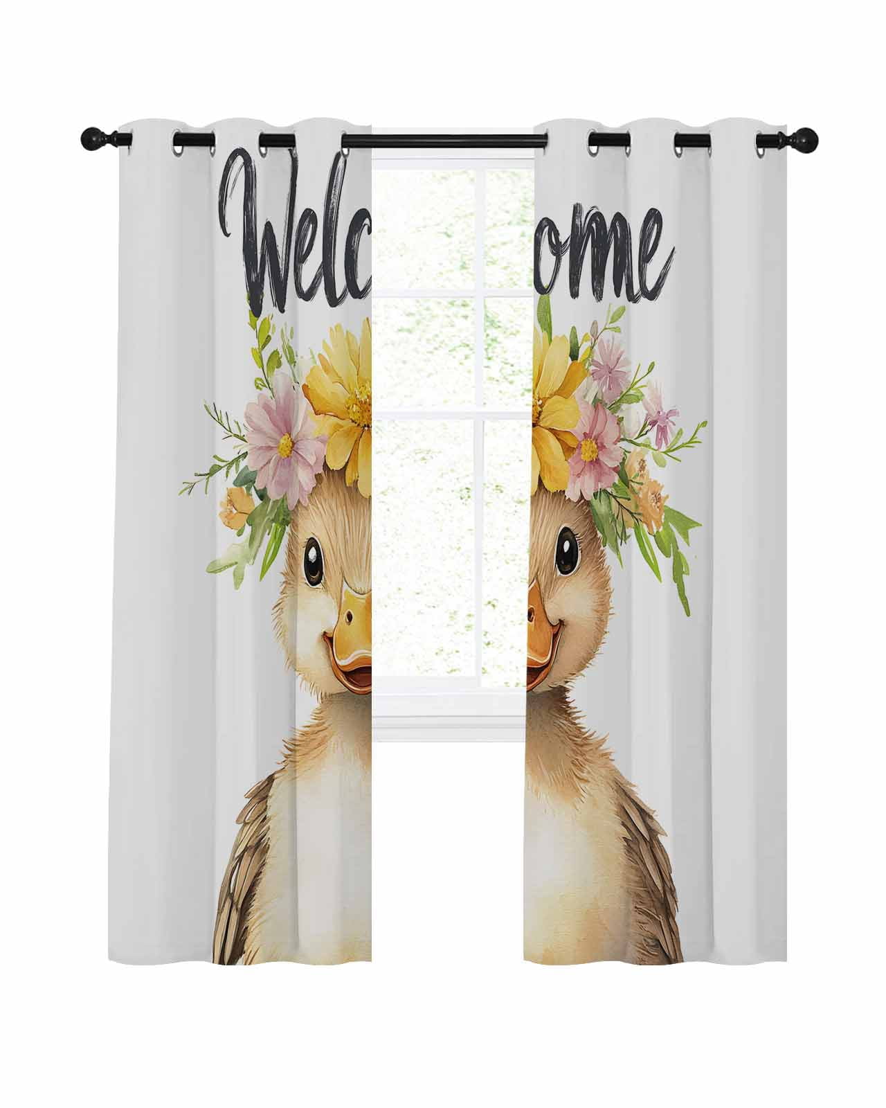 Duck Blackout Curtains 84 Inch Length Welcome Thermal Insulated Window ...