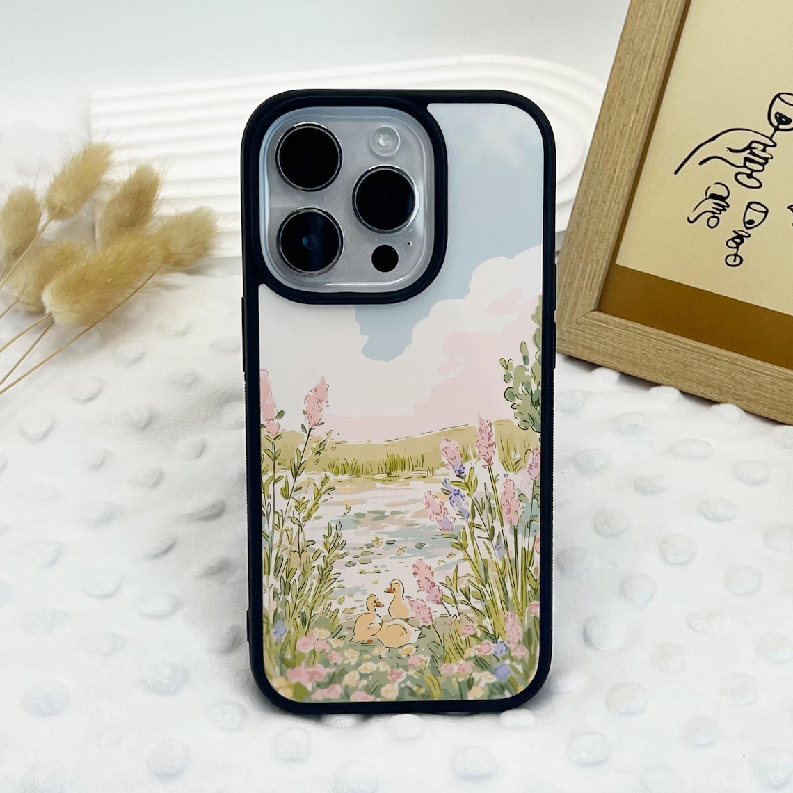 Duck Bloom Pastel Flowers Cute Animal Garden Illustration with iPhone ...