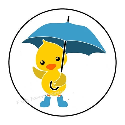 Duck Blue Umbrella Baby Stickers Party Favors Phone Decal Water Bottle ...