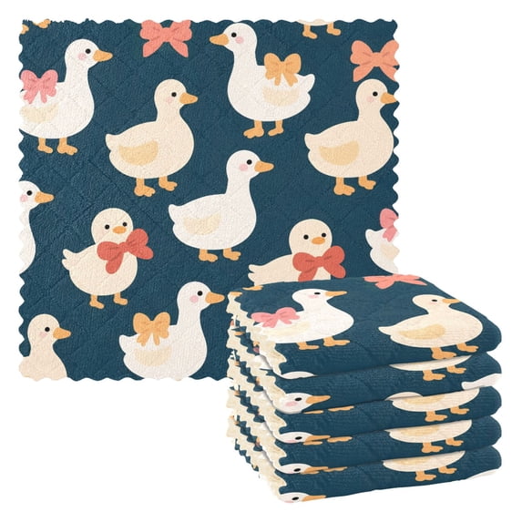 Duck Bow Pattern Dish Towels 6 Pack Kitchen Cleaning Dish Cloths ...
