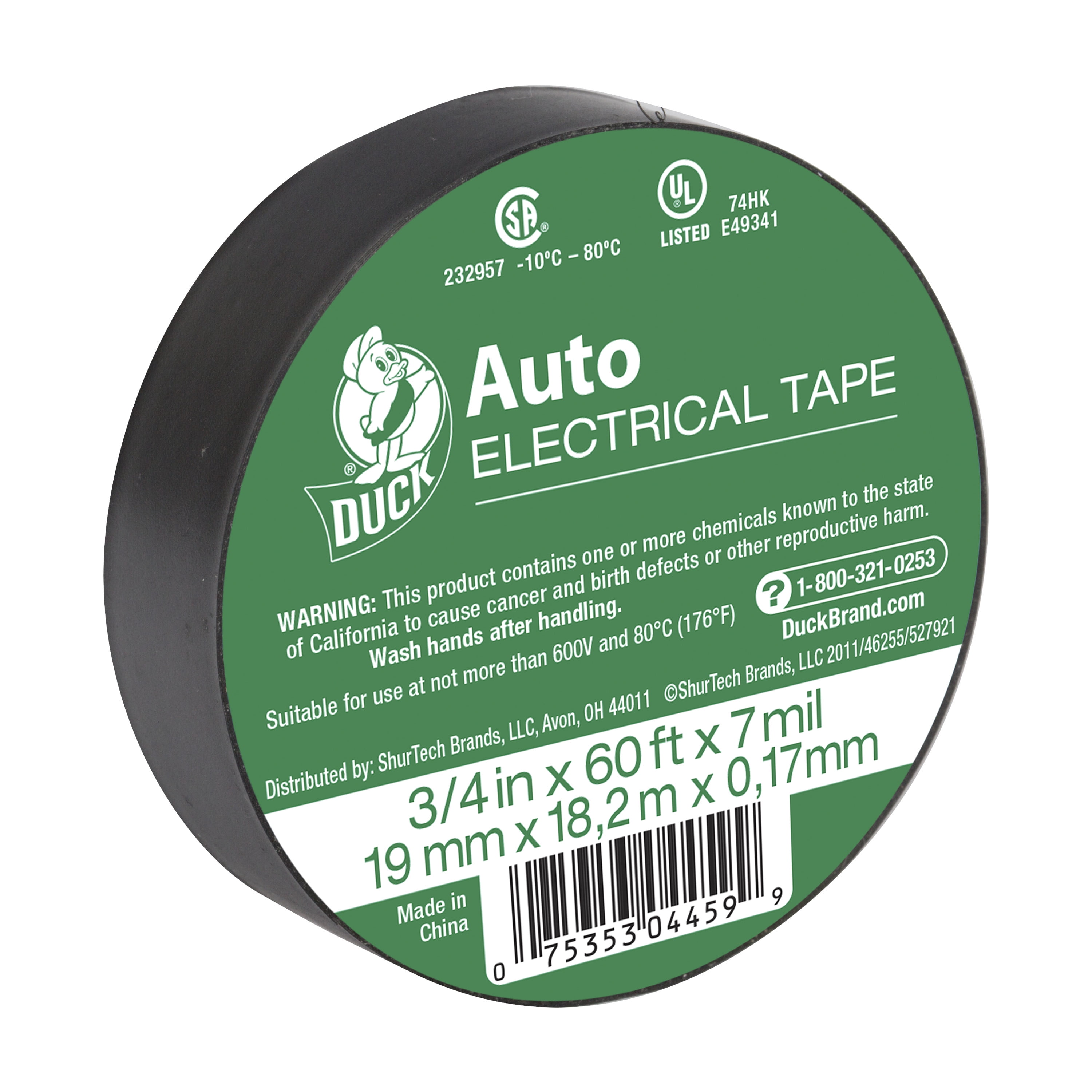 Duck Brand 0.75" x 60 ft. x 7 mm, Black Auto Electrical Tape - Walmart.com