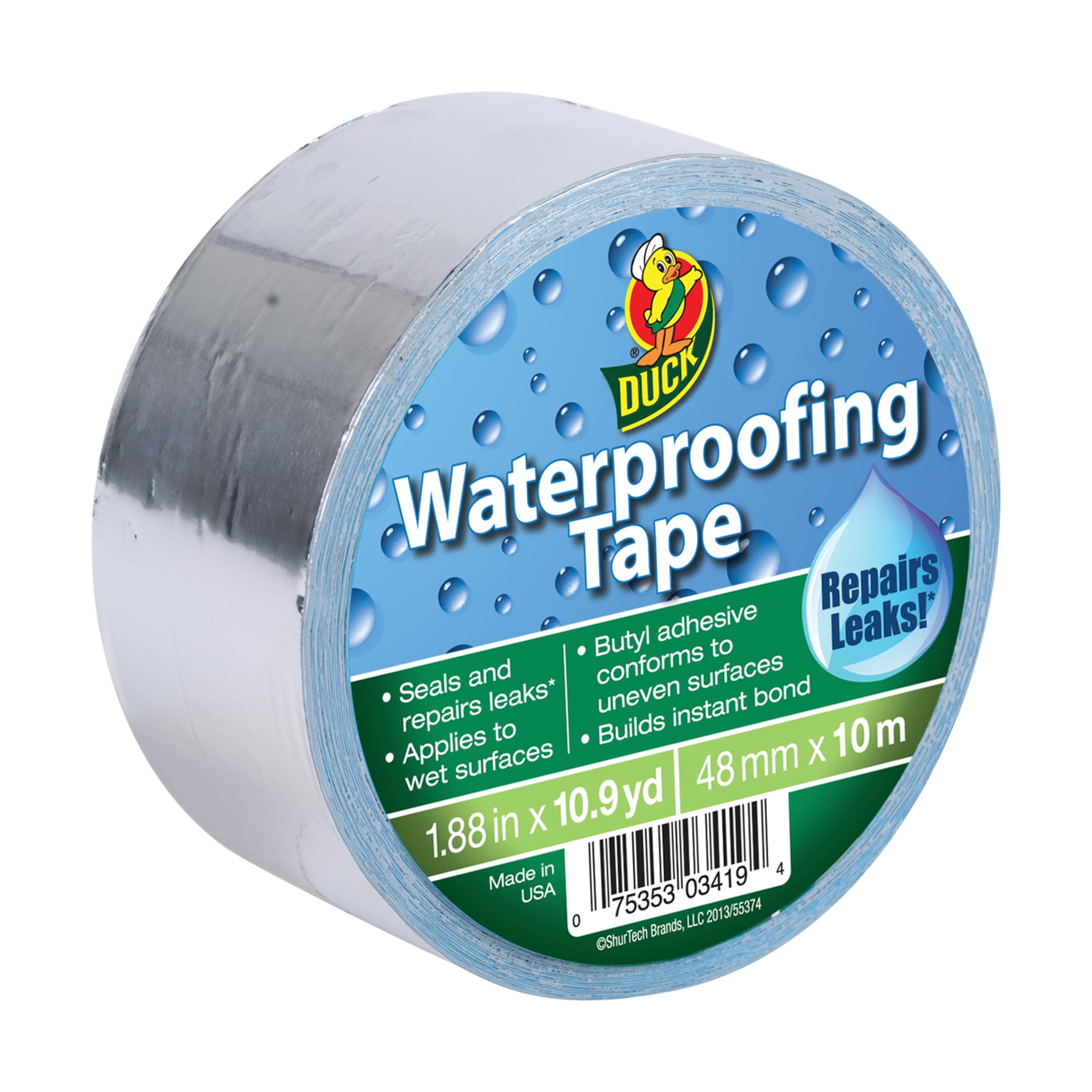 Duck Brand 1.88"x10.9 yd. Foil Backed Water Proofing Tape, Silver ...