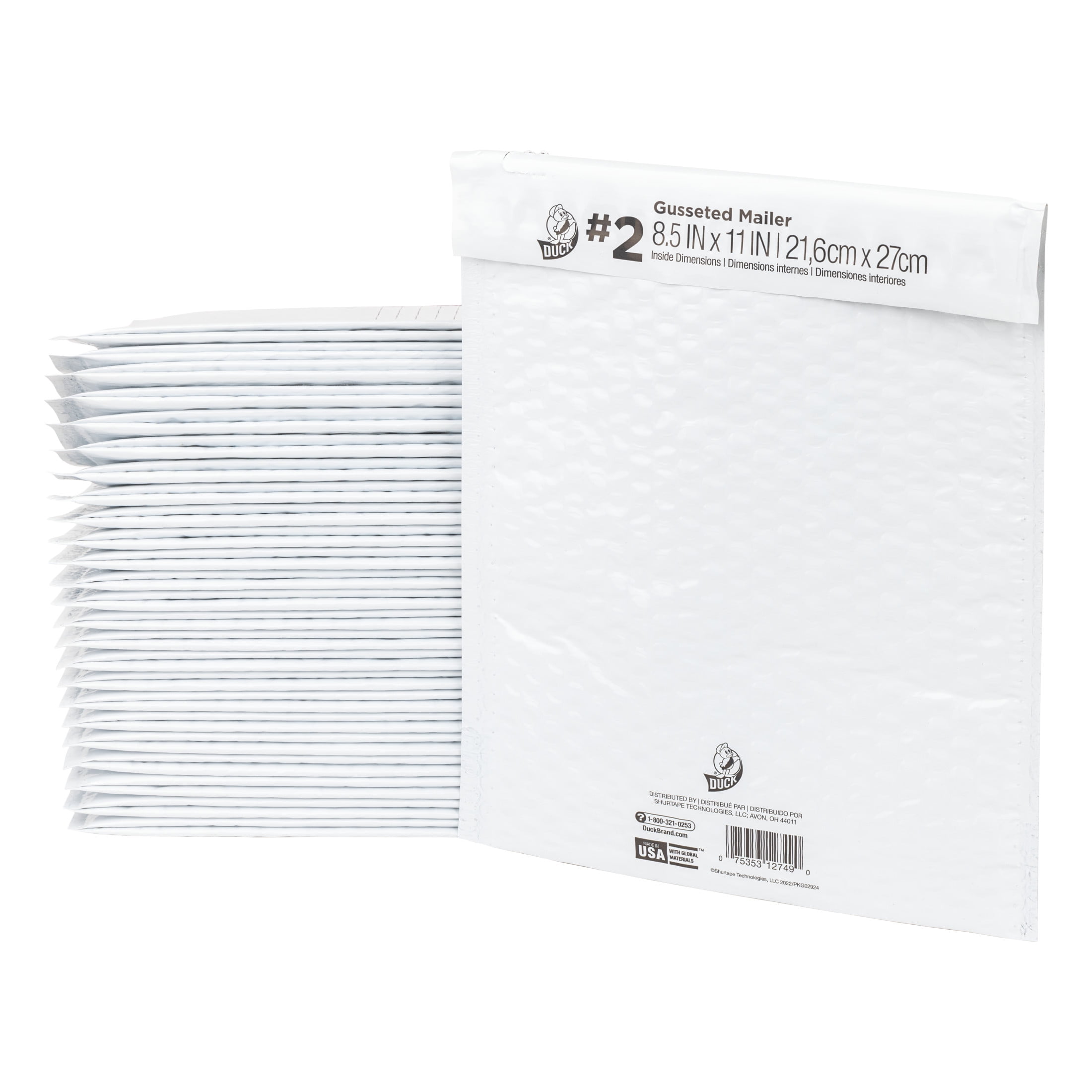 Duck® Brand #2 Gusseted Poly Bubble Mailer - White, 8.5 in. x 11 in ...