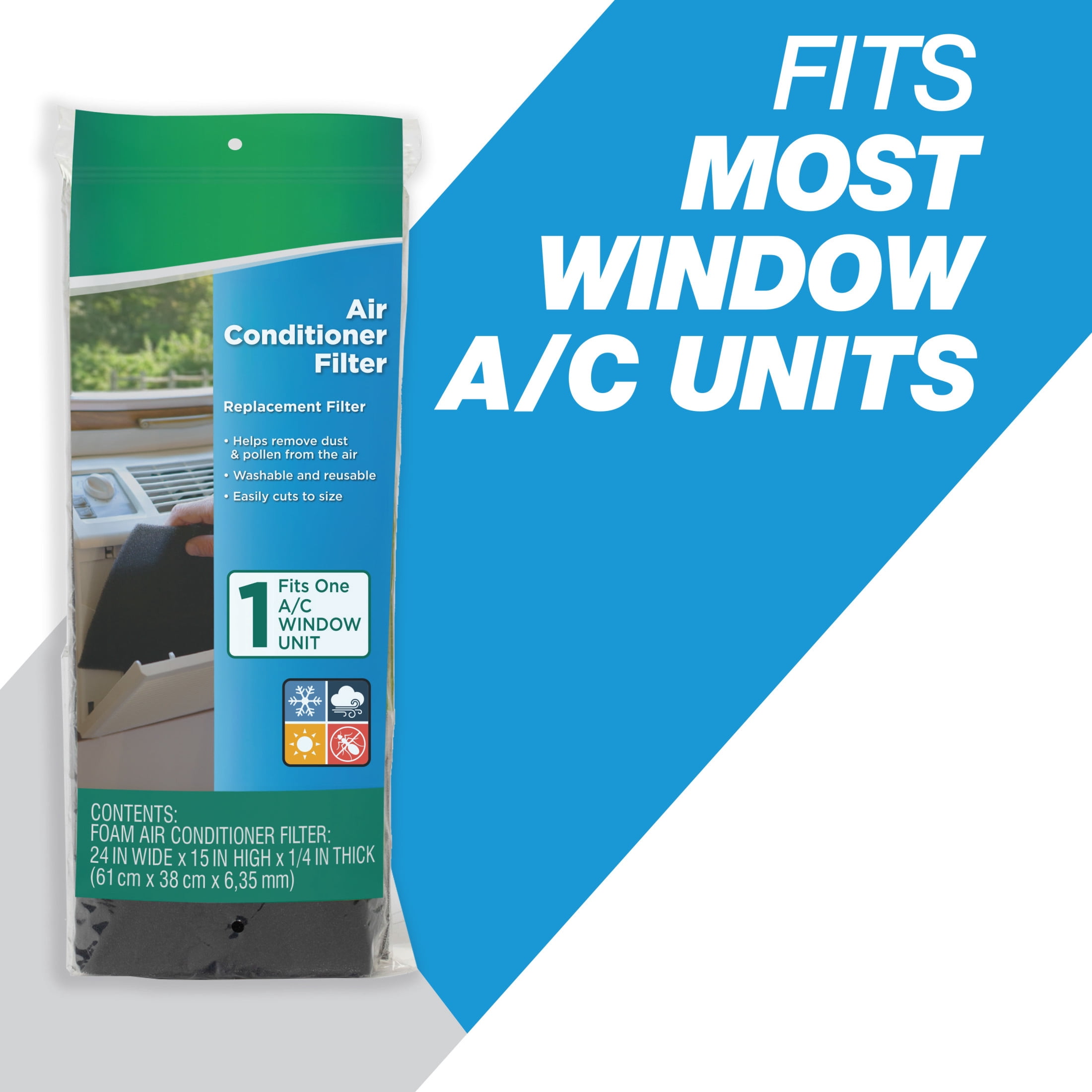 Duck Brand 24 in. x 15 in. x .25 in. Air Conditioner Filter, Black ...