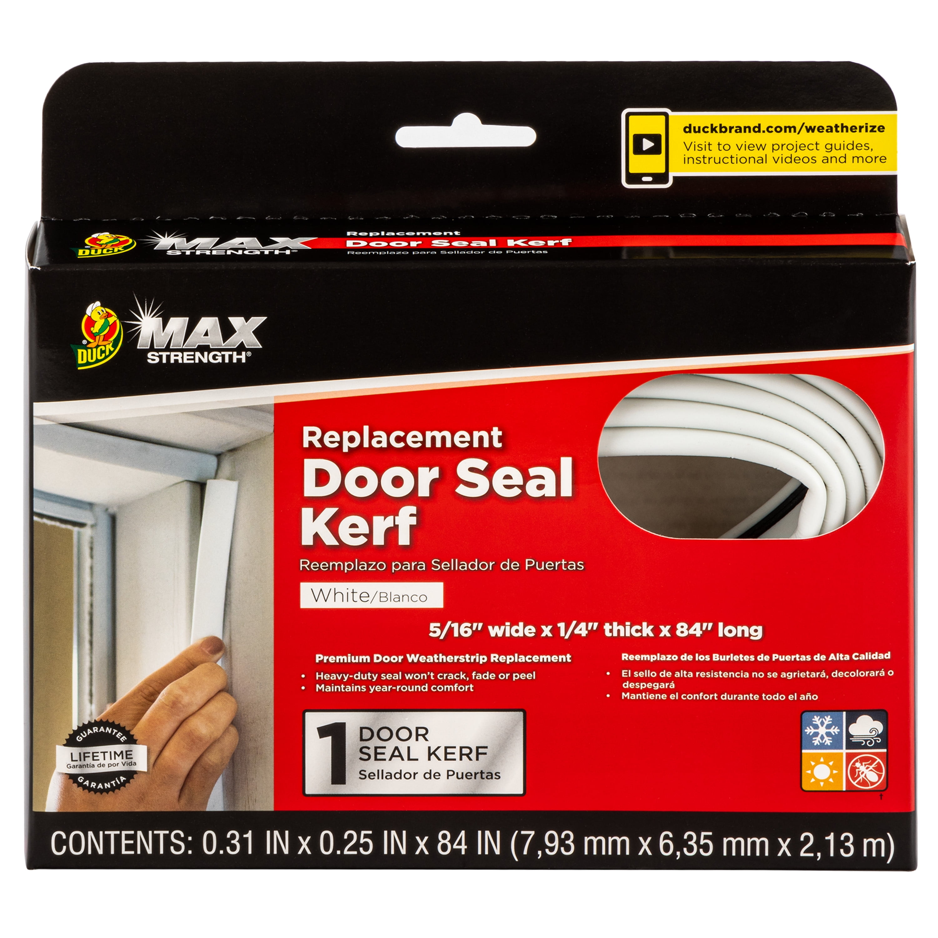 Duck Brand .25 in. Thick Max Strength Replacement Door Seal, White ...