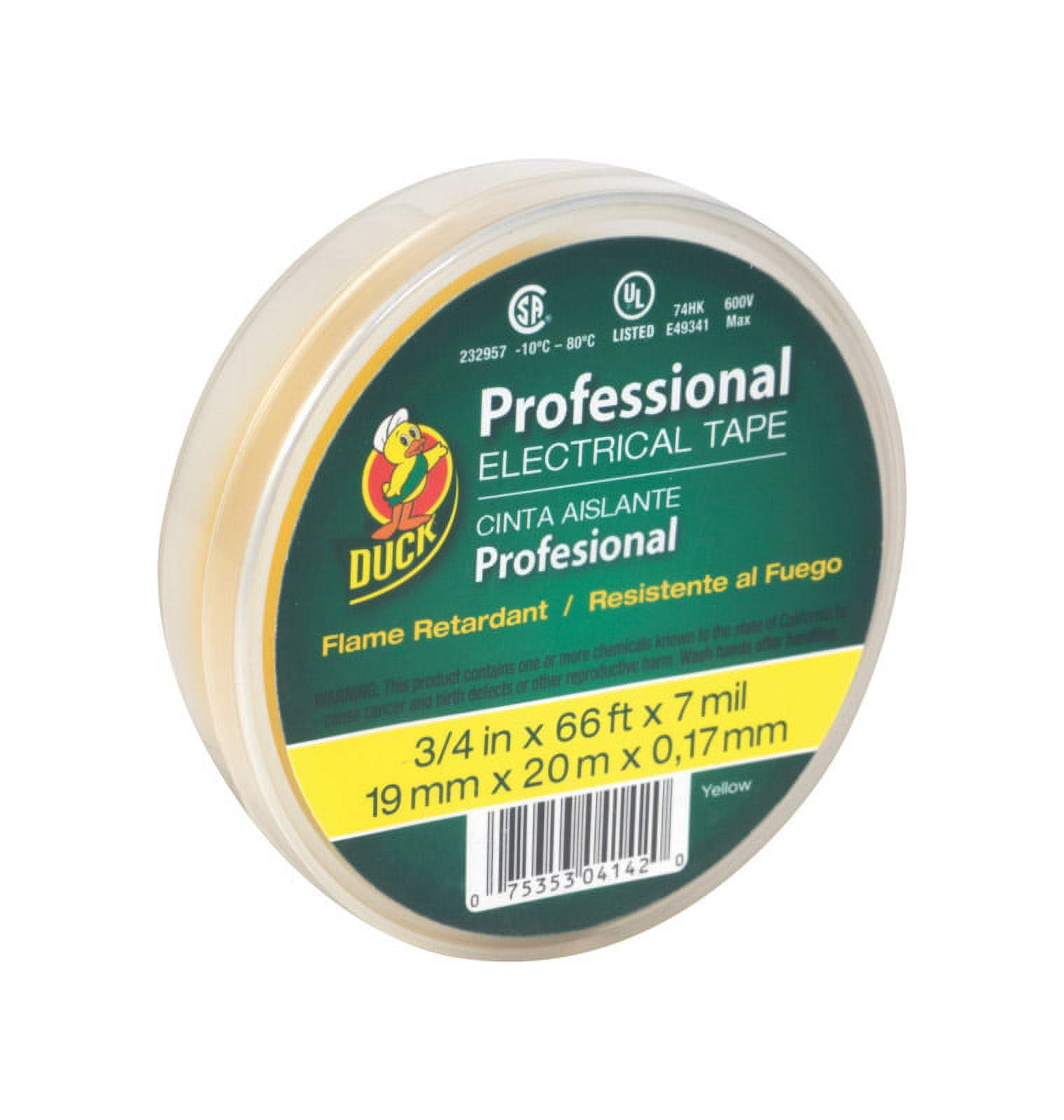 Duck Brand 667 Pro-Series Vinyl Electrical Tape, Yellow Electric Tape ...