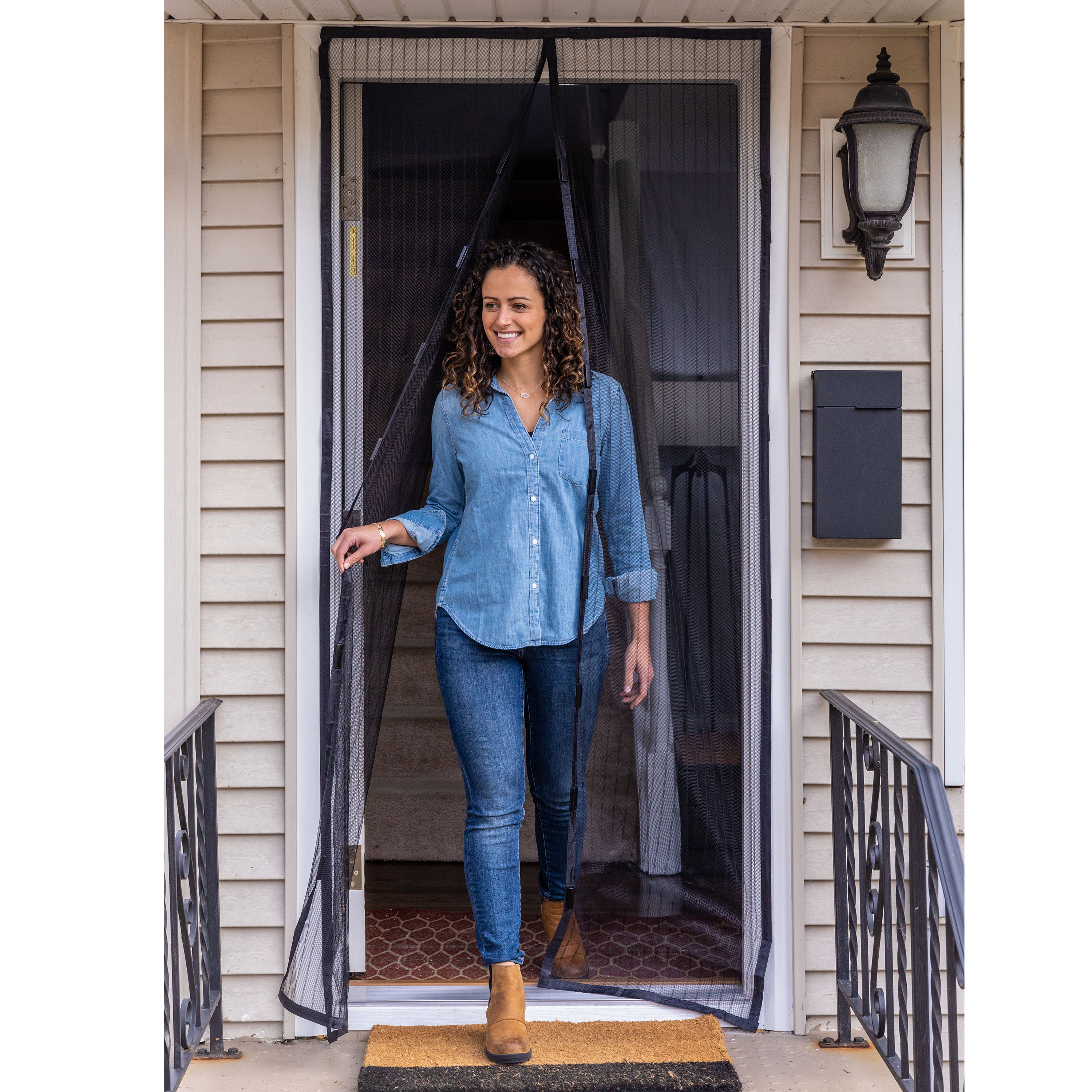 Magnetic Mesh Screen Door Instant Magic Mesh Curtain Closer for 82.7 ...