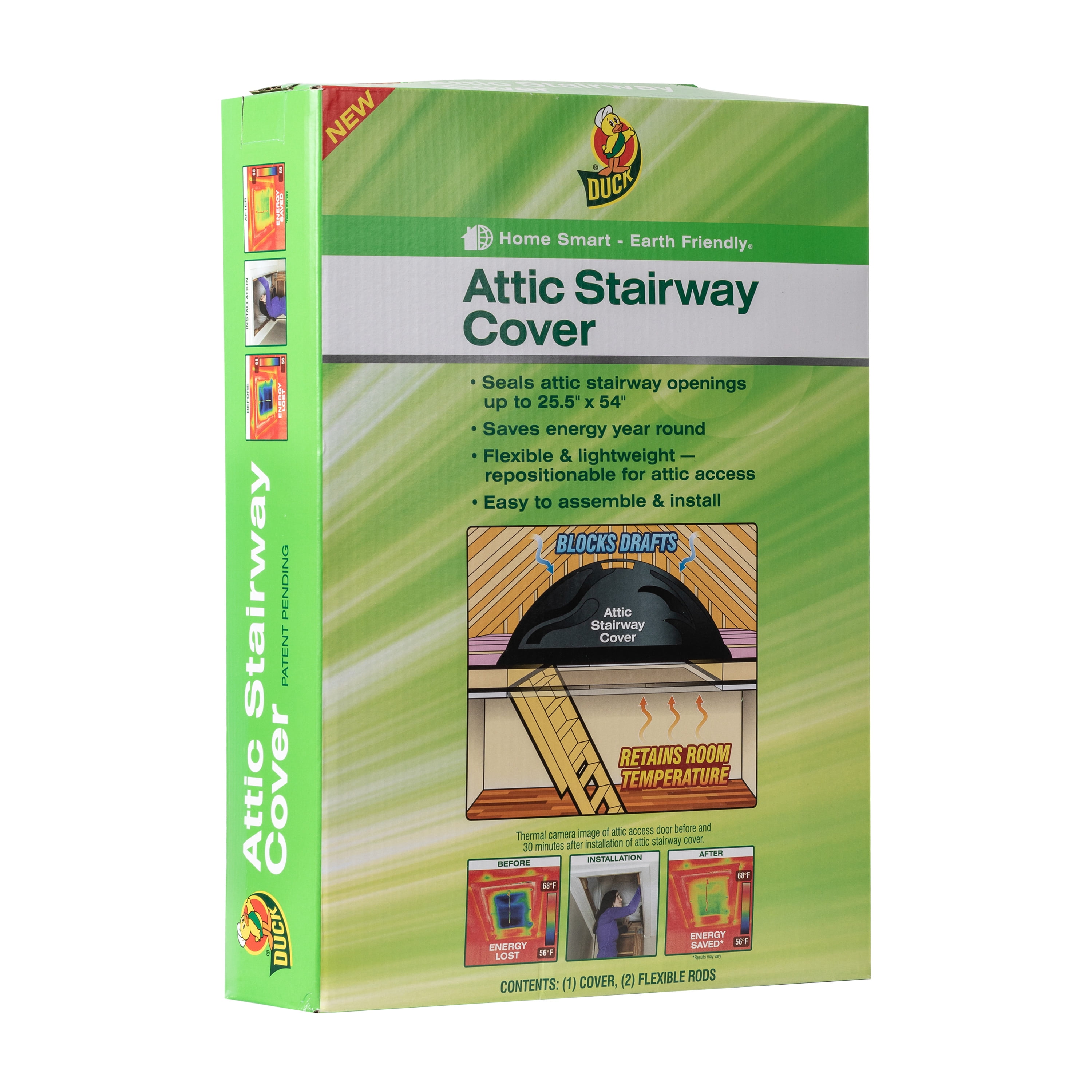 Duck Brand Attic Stairway Weather Stripping Plastic Cover, Fits 25.5" x ...