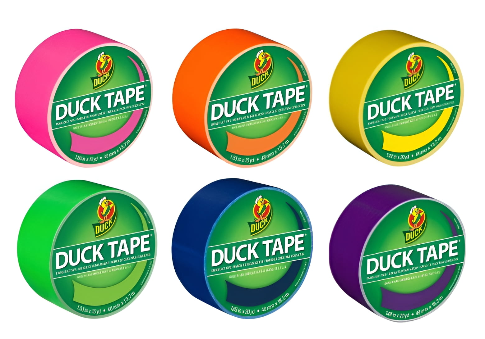 Duck Brand Color Duct Tape Bright Colors Combo 6-Pack, Blue, Orange ...