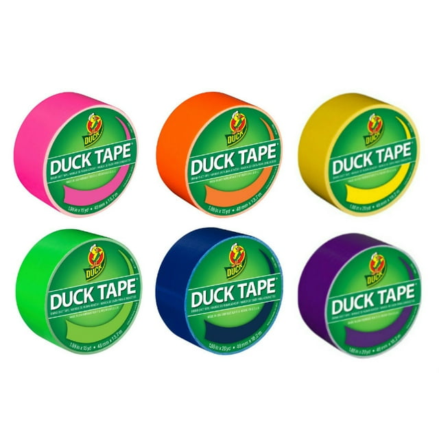 Duck Brand Color Duct Tape Bright Colors Combo 6-Pack, Blue, Orange ...