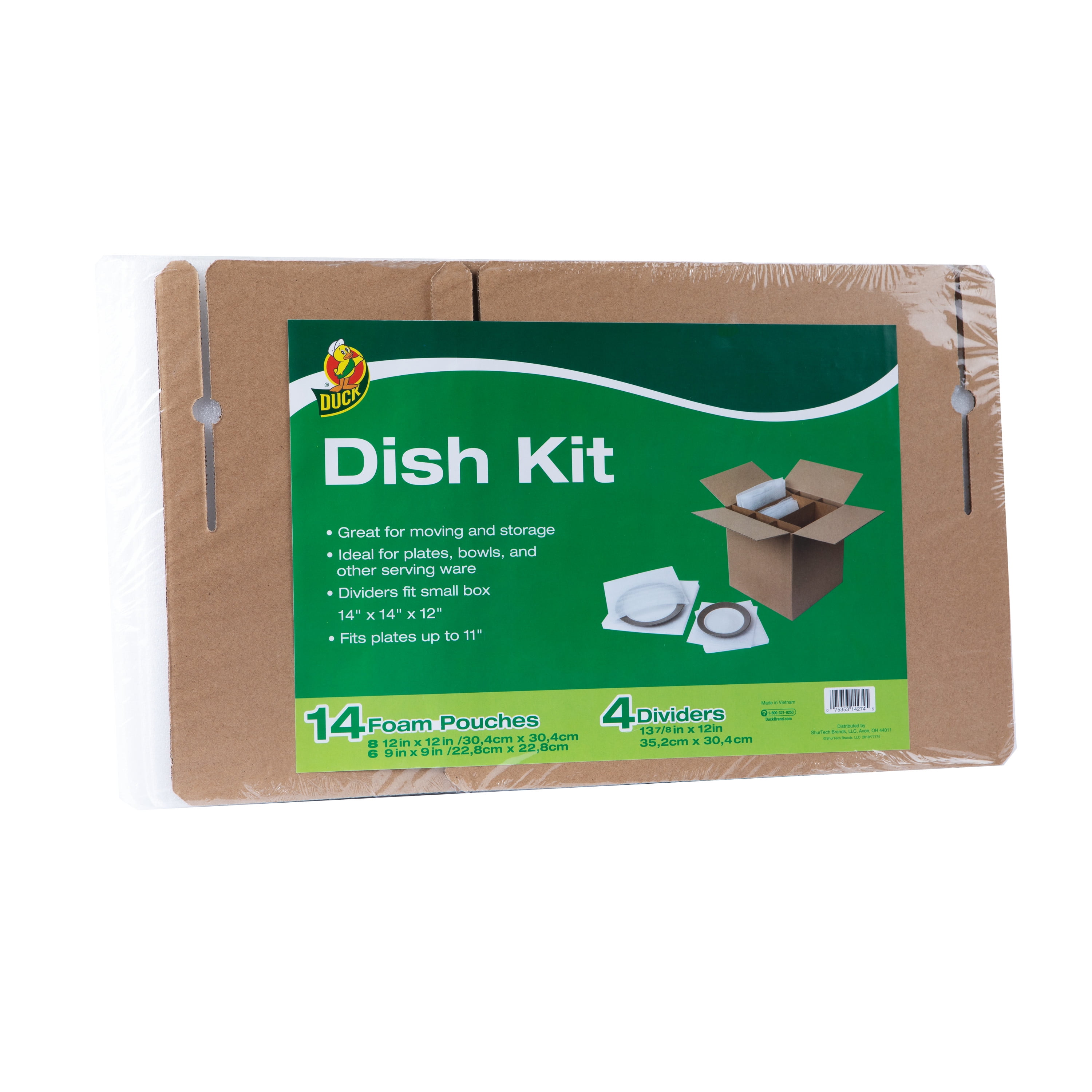 Duck® Brand Dish Moving Kit - Plate Packing Supplies with 14 Foam ...