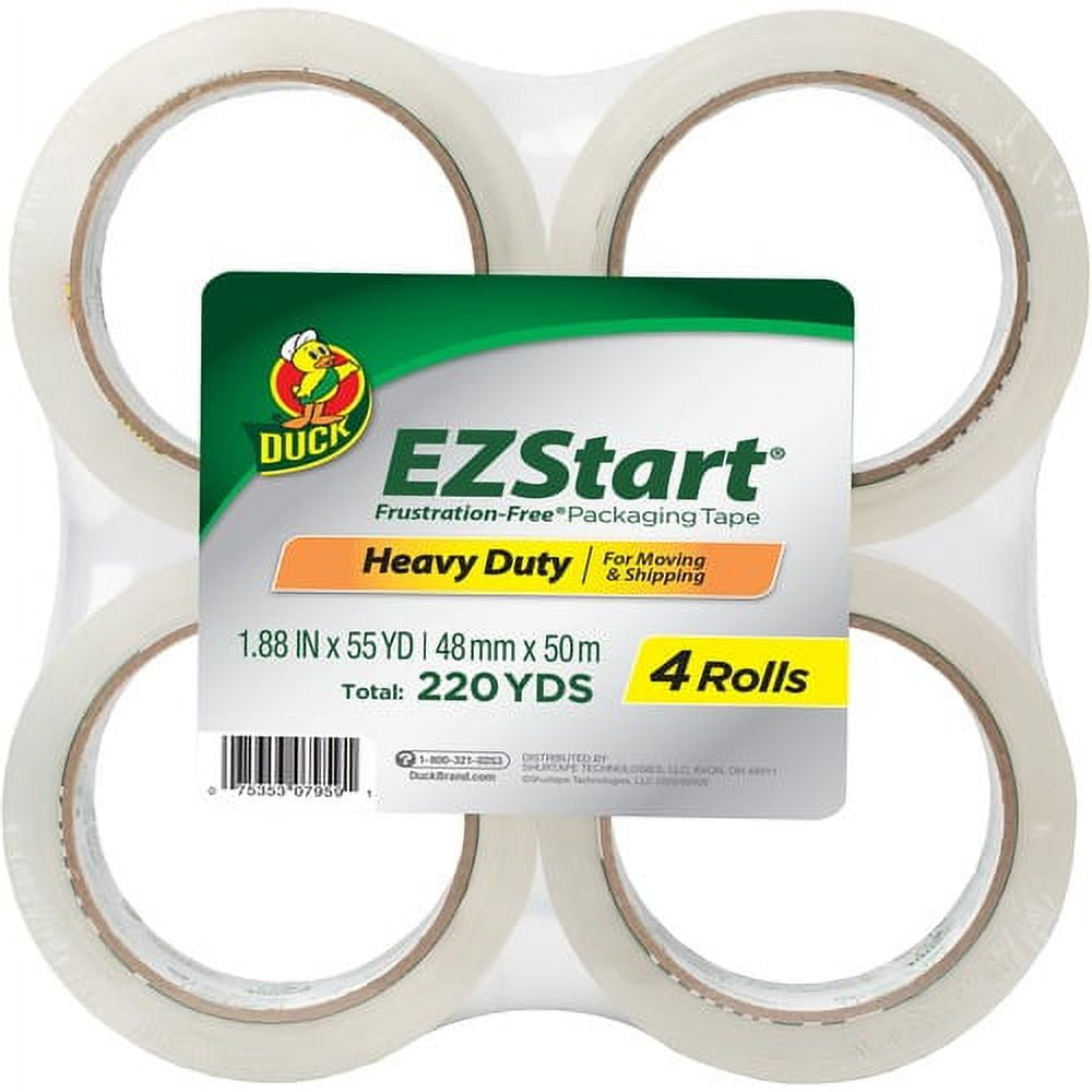 Duck Brand EZ Start Crystal Clear Packaging Tape - 54.60 yd Length x 1. ...