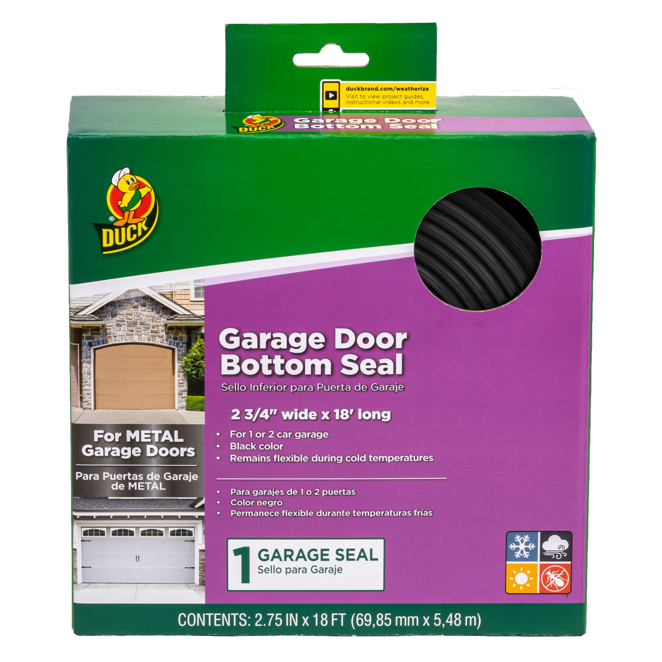 Duck Brand Metal Garage Door Bottom - Black, 2.75 in. x 18 ft ...