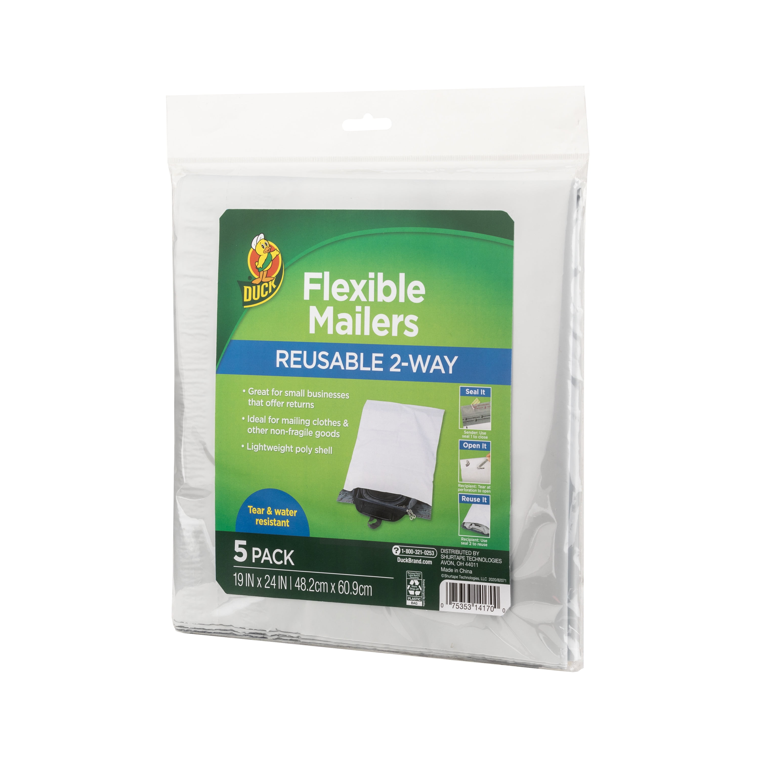 Duck Brand Reusable 2-way Flexible Mailer, 19 in. x 24 in., Solid White ...