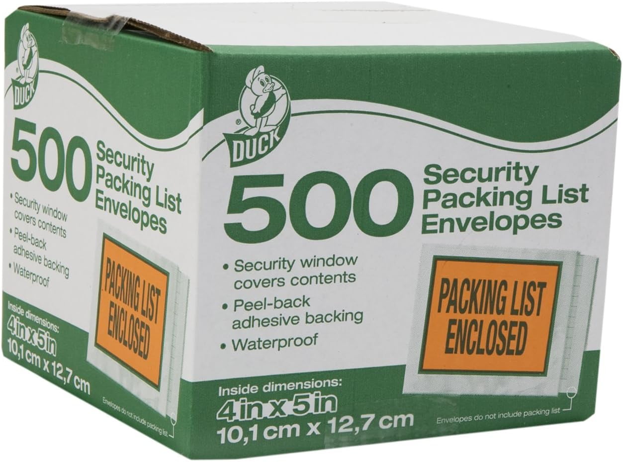 Duck Brand Security View Packing List Envelopes, 5.5 x 4.5-Inch, 500 ...