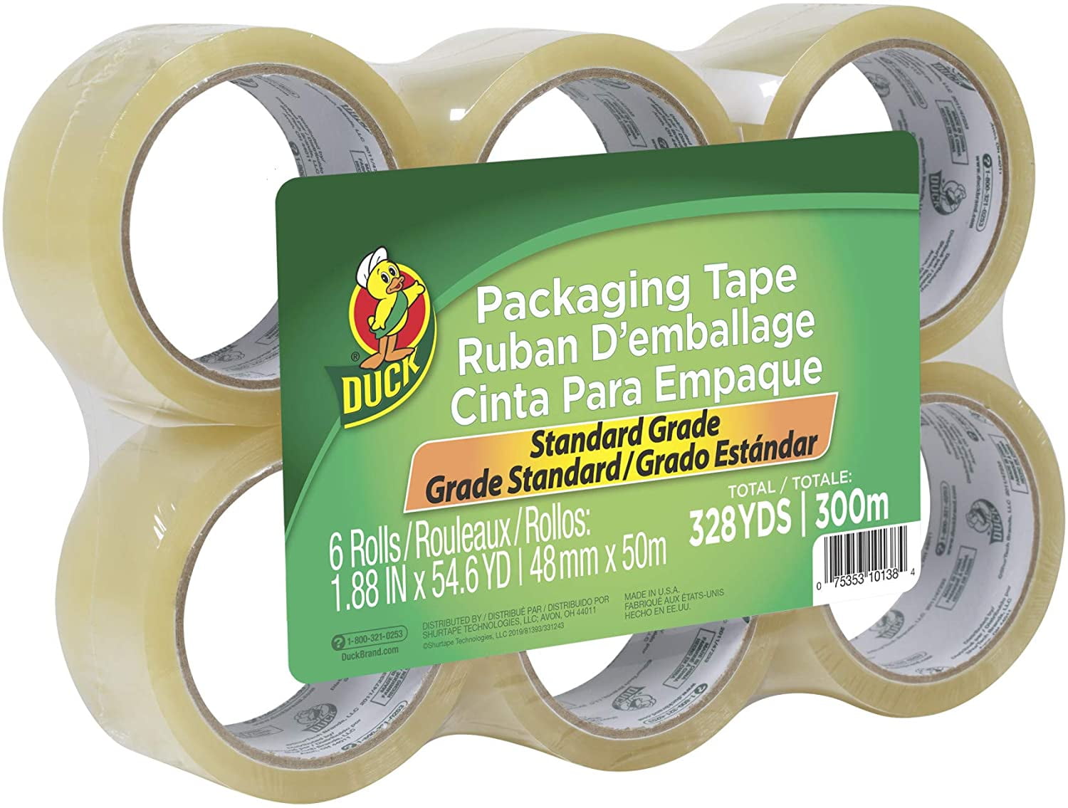 Duck Brand Standard Packaging Tape Refill, 6 Rolls, 1.88 Inch x 54.6 ...