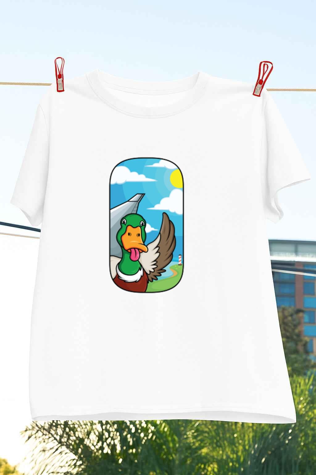 Duck Cartoon Tongue Plane Window Funny Travel Humor Unisex T-Shirt up ...