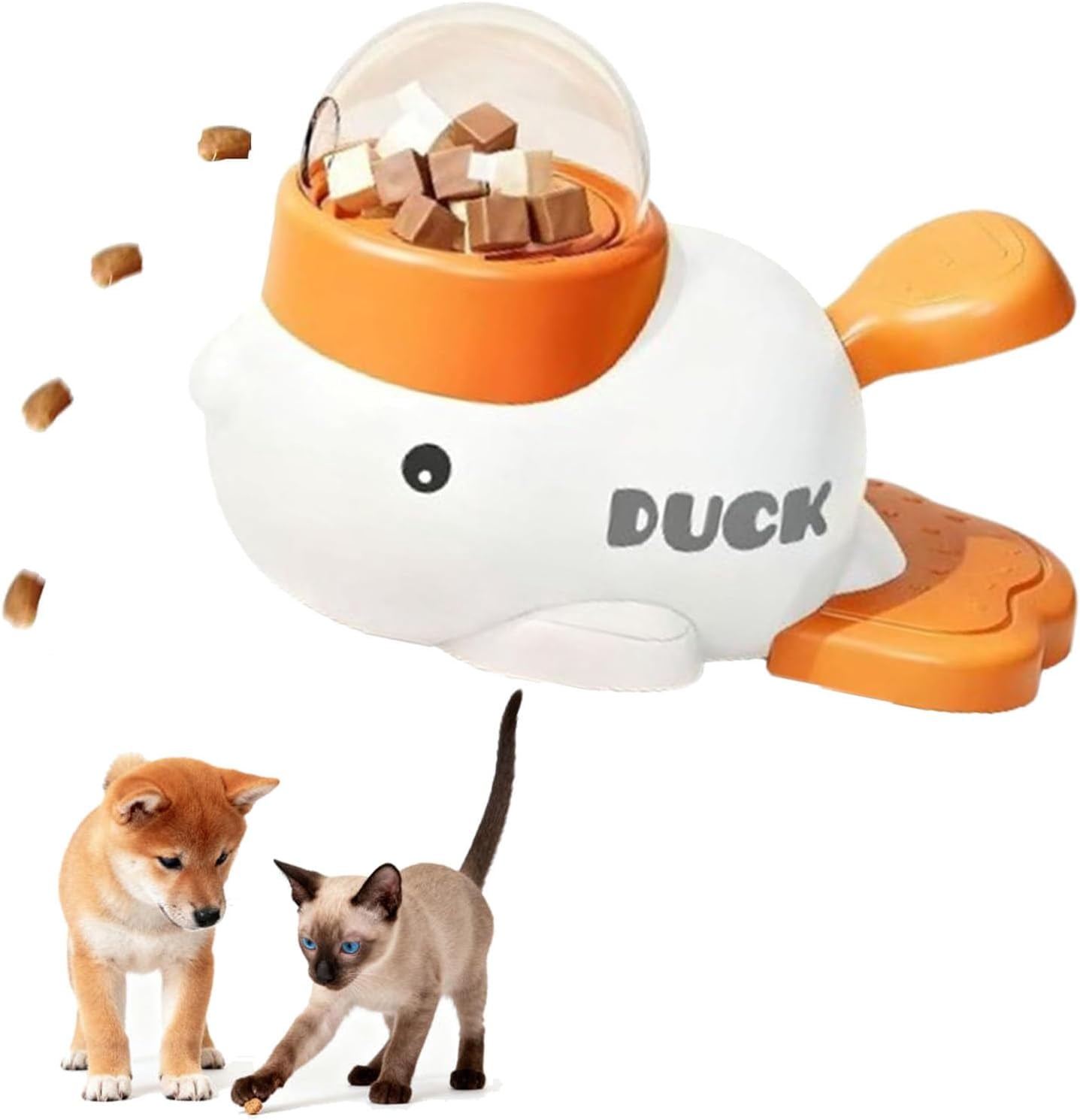 Duck Cat Toy Treat Dispenser,Little Yellow Duck Cat Toy Treat Feeder,2 ...