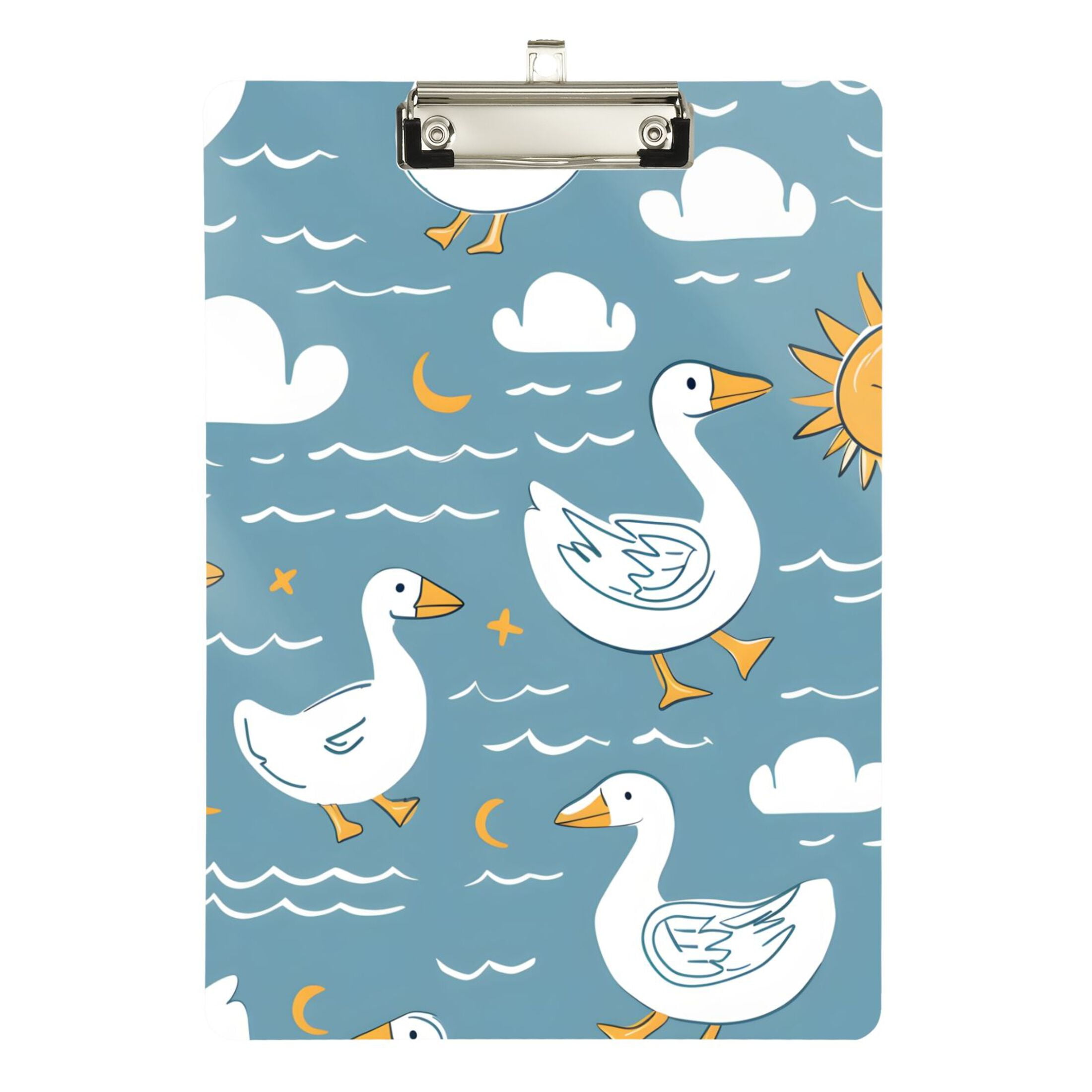 Duck Cloud Sun Wave Acrylic Clipboard Drawing Board Clipboard with Hook A4 Size Silver 12.5" x 9 ...