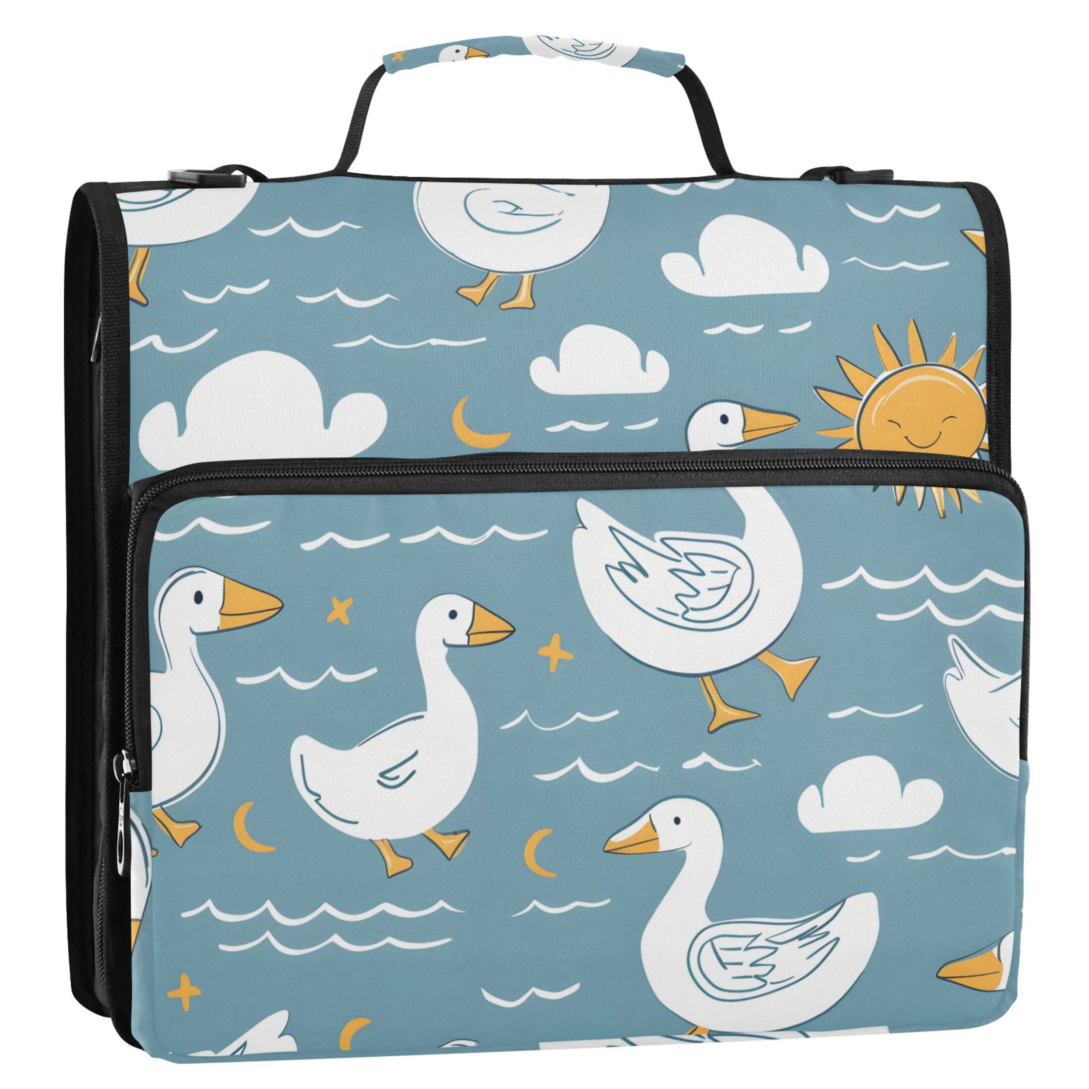 Duck Cloud Sun Wave Binder Bag with Shoulder Strap 3 Ring Zipper Binder ...