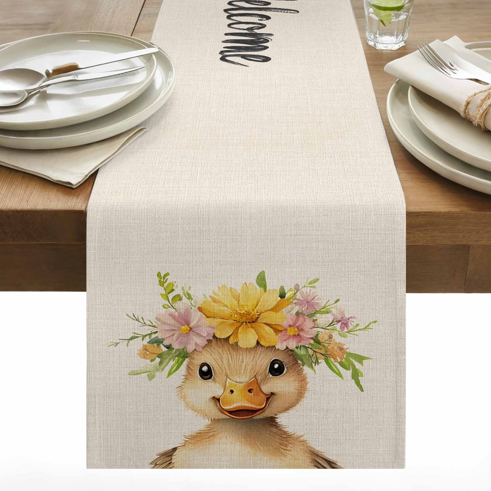 Duck Cotton Linen Table Runner Welcome Dining Table Runners for Home ...