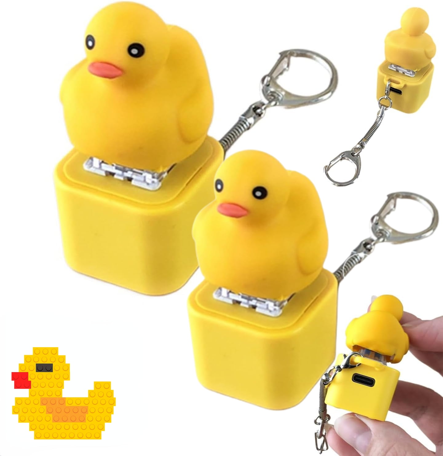 Duck Croaking Fidget Toy, Rechargeable Croaking Frog Keychain,Duck ...