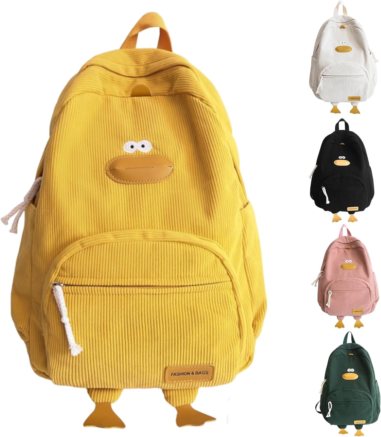 Duck Cute Backpack, Large Capacity Cute Funny Aesthetic Corduroy ...