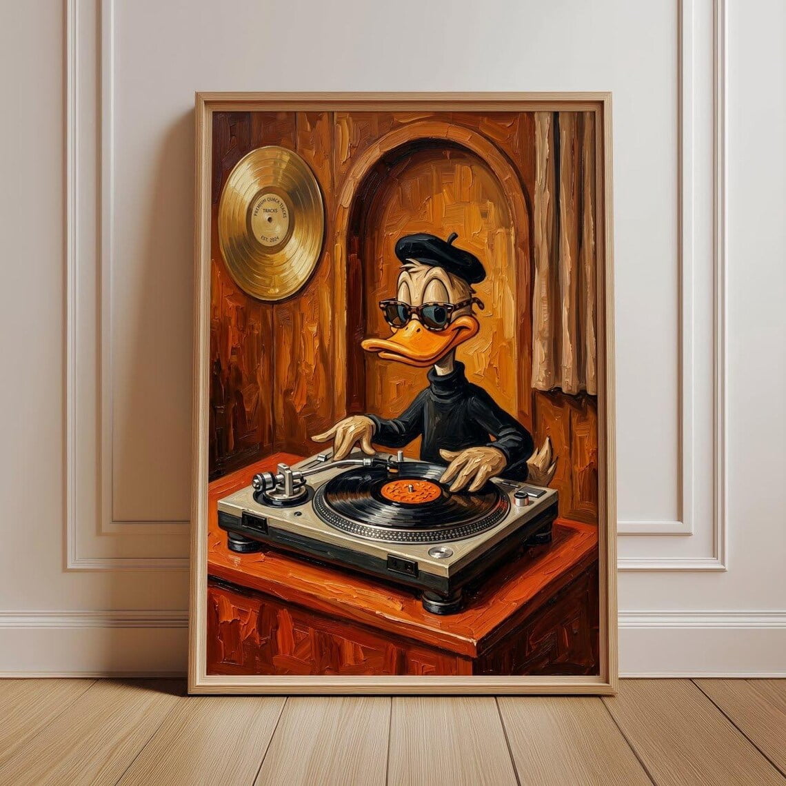 Duck Dj Poster, Retro Turntable Wall Art, Unframed Paper Poster 24x36in ...