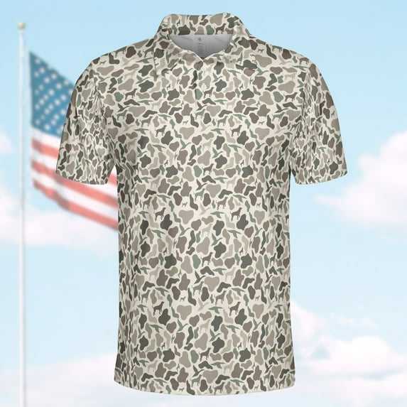 Duck Dog Camo Polo Shirt for Men Short Sleeve Outdoors Hunting Shirt 3D ...