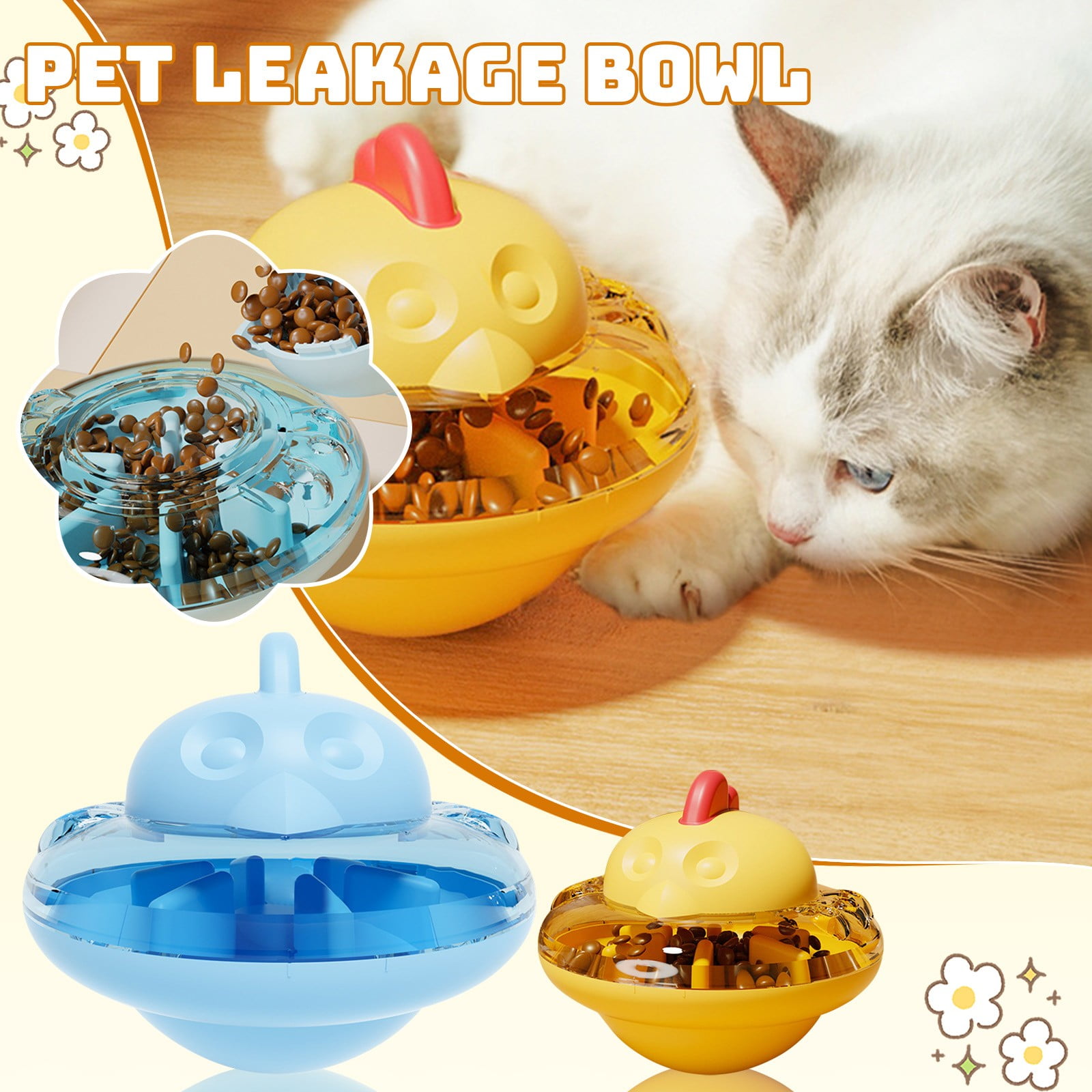 Duck Dog Treat Food Dispenser with Button, 2-in-1Interactive Slow ...