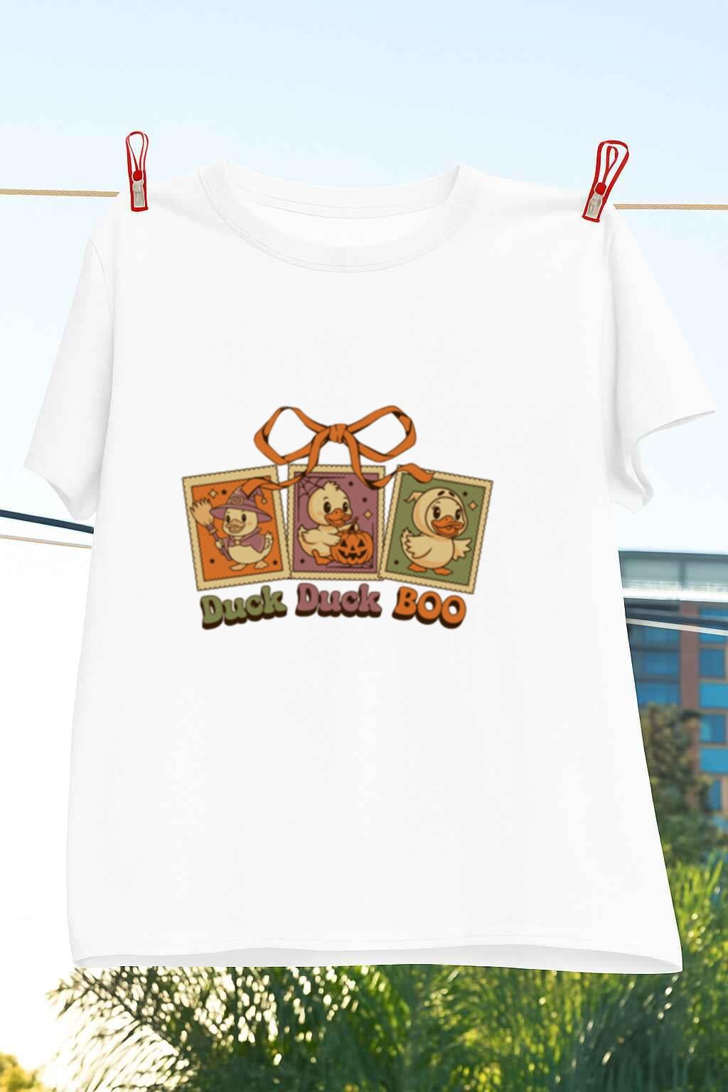 Duck Duck Boo Funny Spooky Halloween Retro Stamp Cartoon Unisex T-Shirt ...