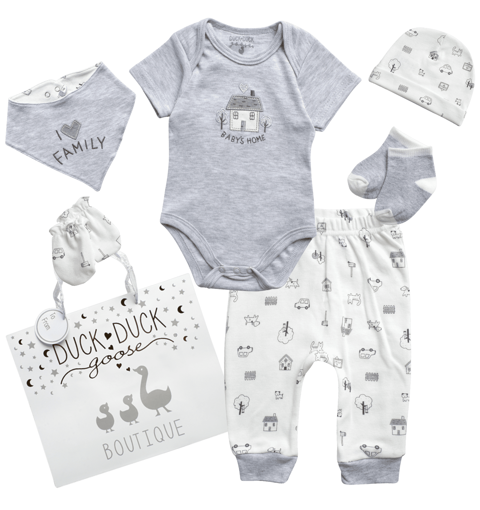 Duck Duck Goose Baby Boys and Girls Layette Gift Set - 8 Piece New Born ...