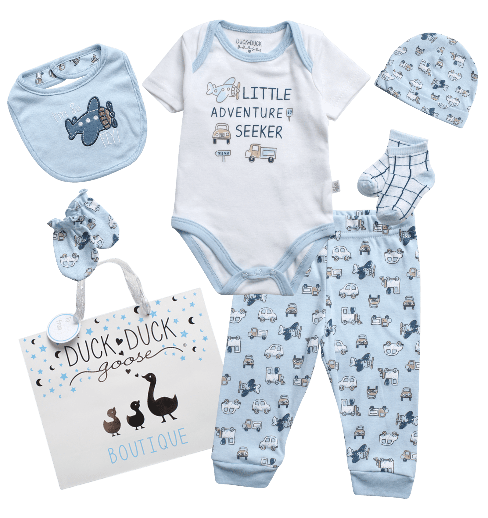 Duck Duck Goose Baby Boys and Girls Layette Gift Set - 8 Piece New Born ...