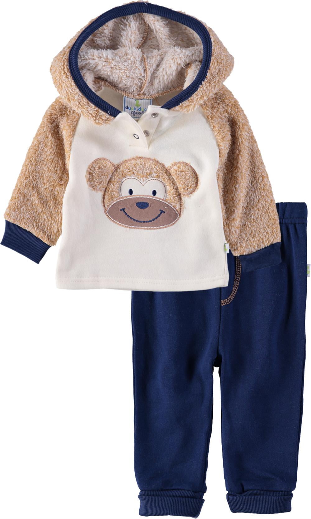 Duck Duck Goose Boys 12-24 Months Monkey Fur Jogger Set (Brown 12 ...