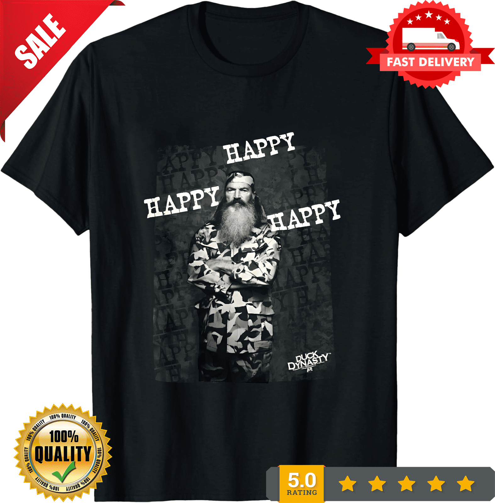 Duck Dynasty Happy Happy Happy Phil Robertson T-Shirt, LIMITED EDITION ...