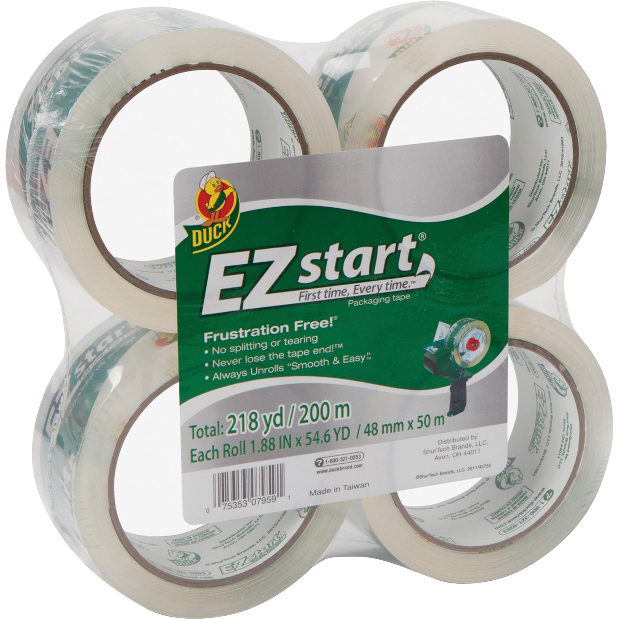 Duck EZ Start Clear Acrylic Packaging Tape, 1.88 in. x 54.6 yd., 4 ...