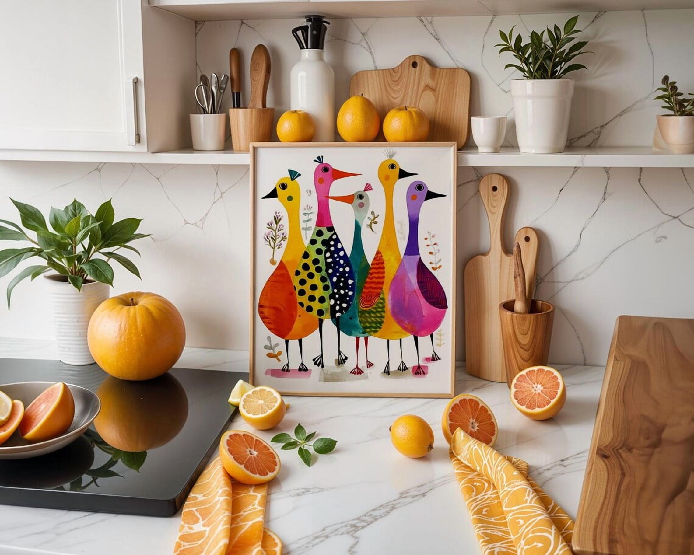Duck Family Print Colorful Farm Animal Wall Art For Kitchen Or Kids ...