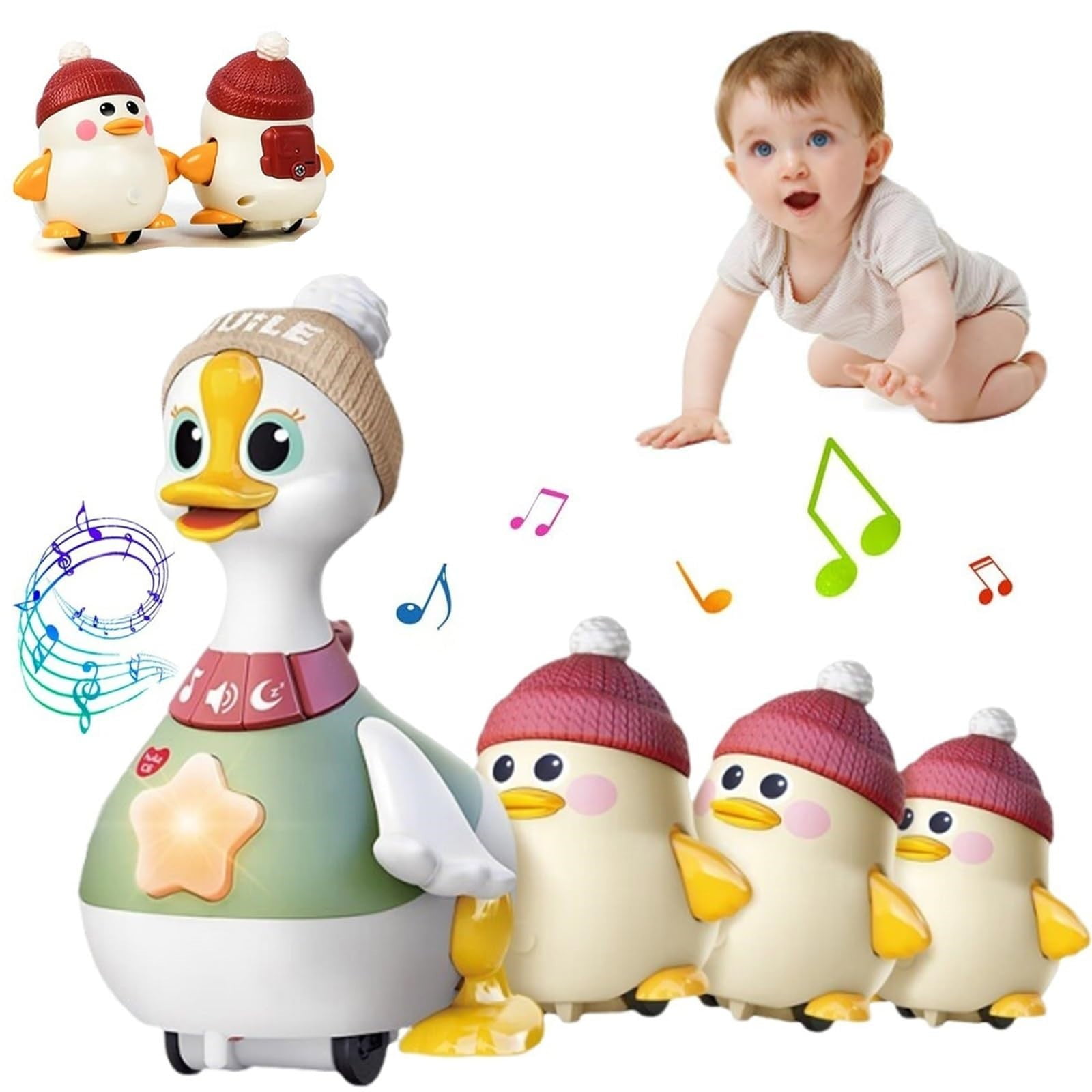 Duck Family Toy Walking Duck With Baby Ducks 3 Pack Light Up Swinging Crawling Toys For 612 ...