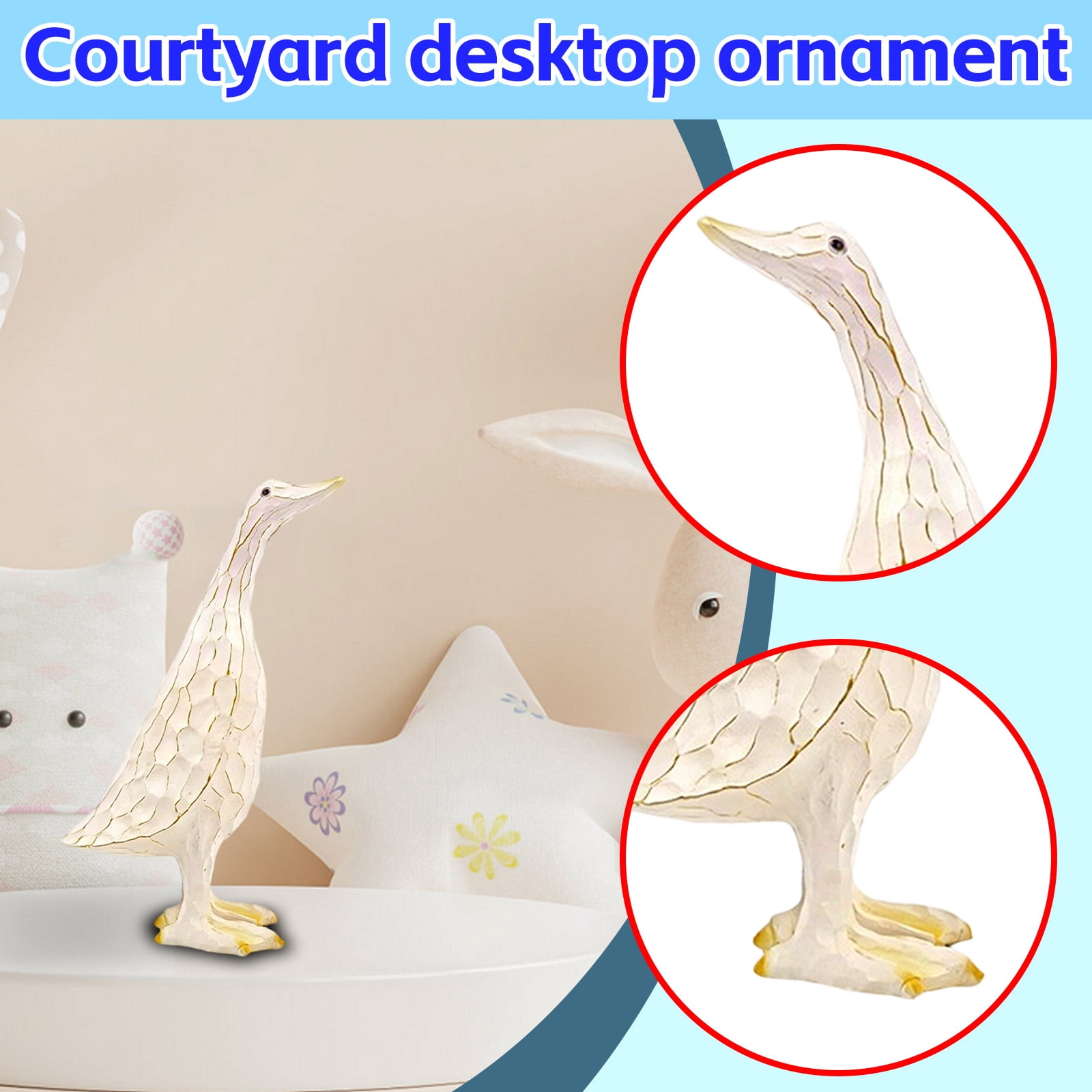 Duck Figurine Decorative Animal Ornament for Home Office Garden Indoor ...