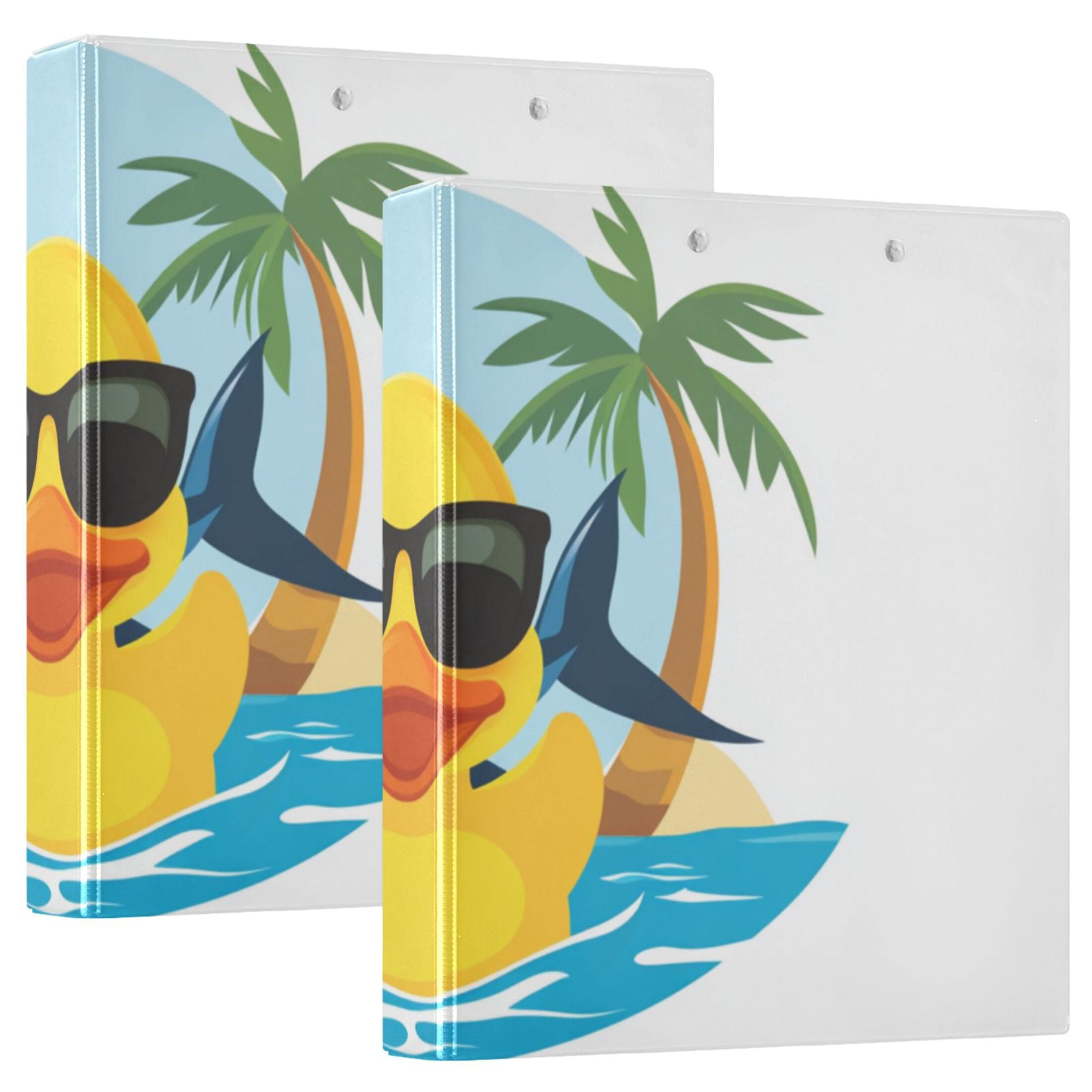 Duck Fish Tree Beach Starfish Round Ring Binder 3 Rings 1.5" Capacity ...