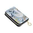 Duck Flower Leaves Cartoon Women's Credit Card Holder PU Leather Zipper ...
