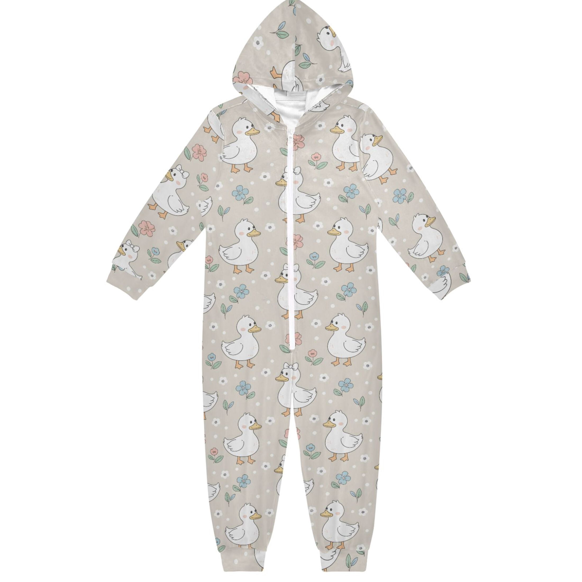 Duck Flower Pattern One Piece Pajamas Soft Jumpsuit Cozy Sleep and Play ...