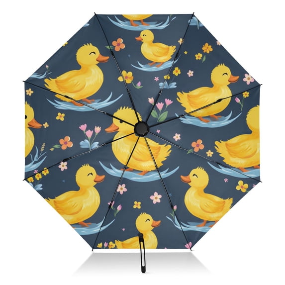 Duck Flower Pattern Umbrella Folding Sun Umbrella Travel Auto Open ...