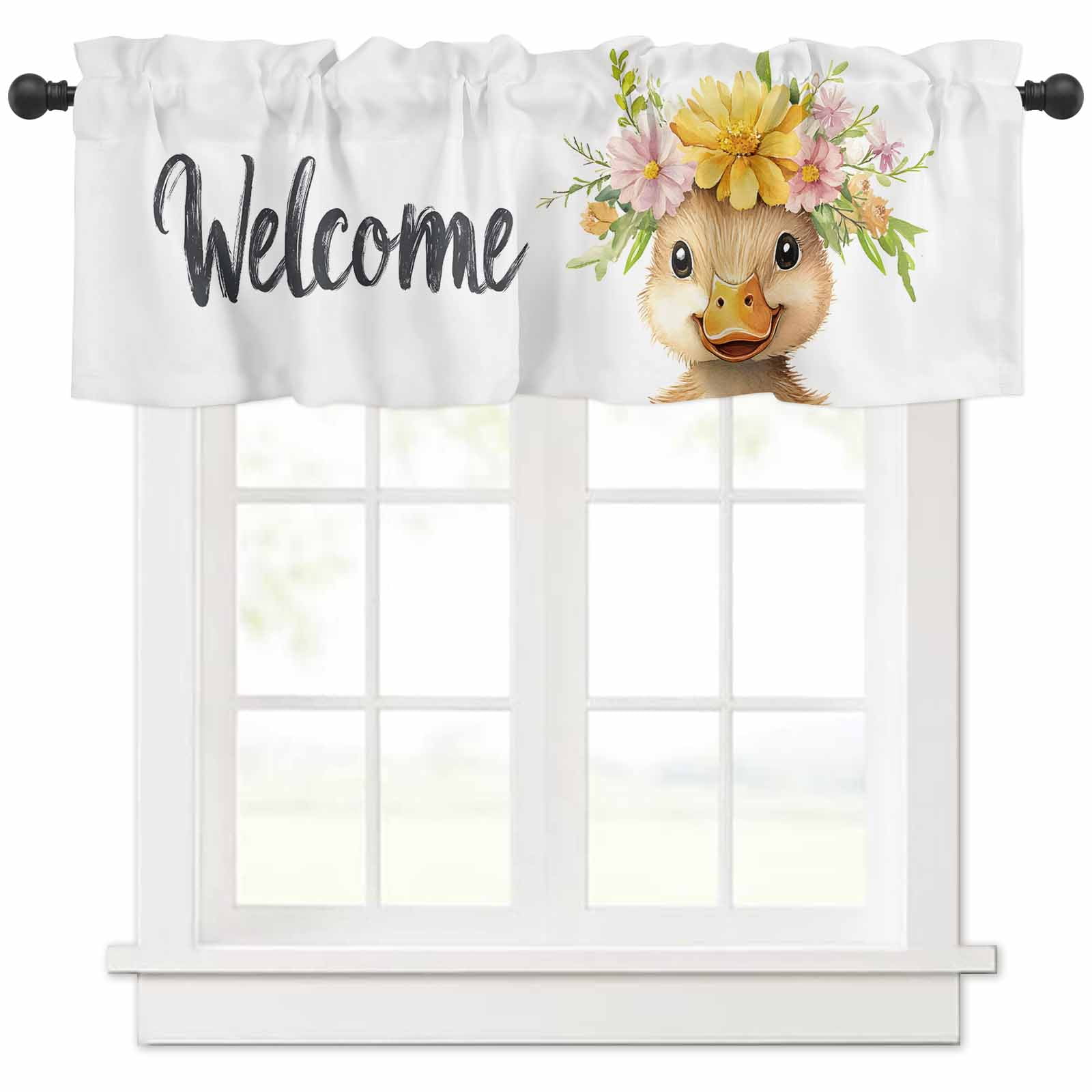 Duck Flower Valances for Windows Farmhouse Kitchen Curtains Valances ...