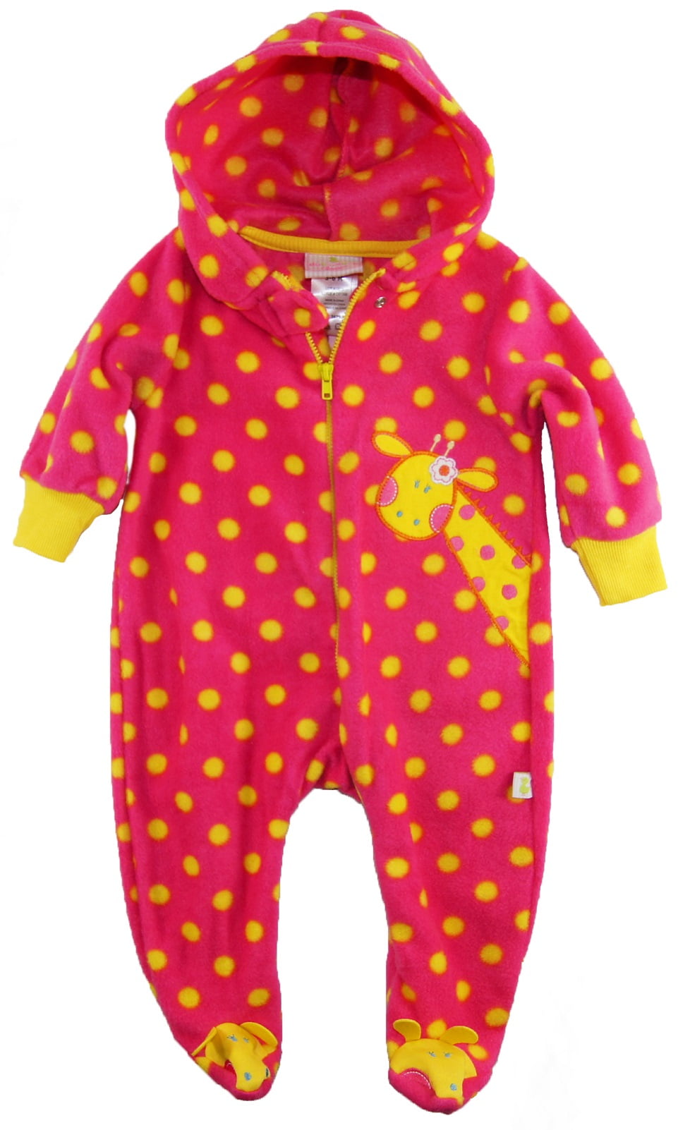Duck Goose Baby Girls' Giraffe Footed Light Weight Microfleece Hooded ...