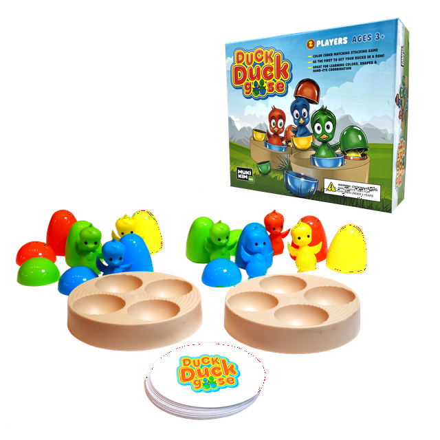 Duck Duck Goose - Color Sorting & Shape Stacking Board Game Challenge ...