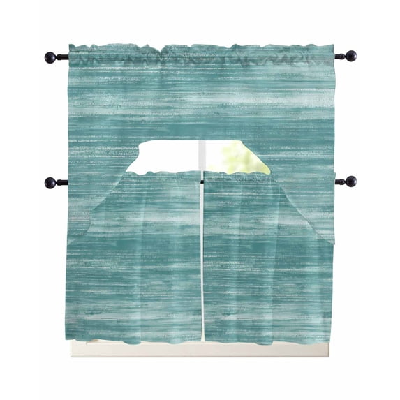 Duck Green Kitchen Curtain and Valance Set 3 Pieces, Rod Pocket Short ...