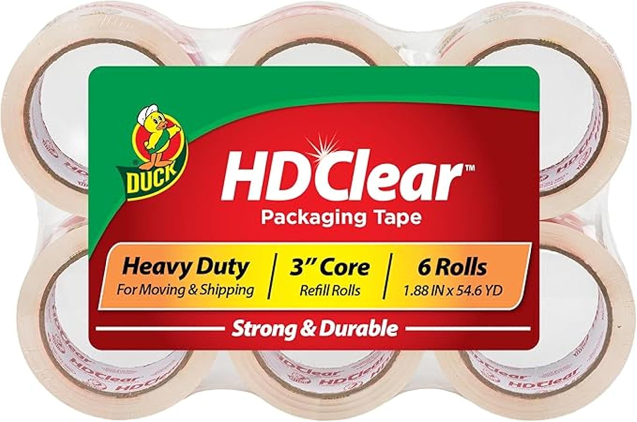 Duck HD Clear Packing Tape Refills - 6 Rolls of Strong Heavy Duty ...