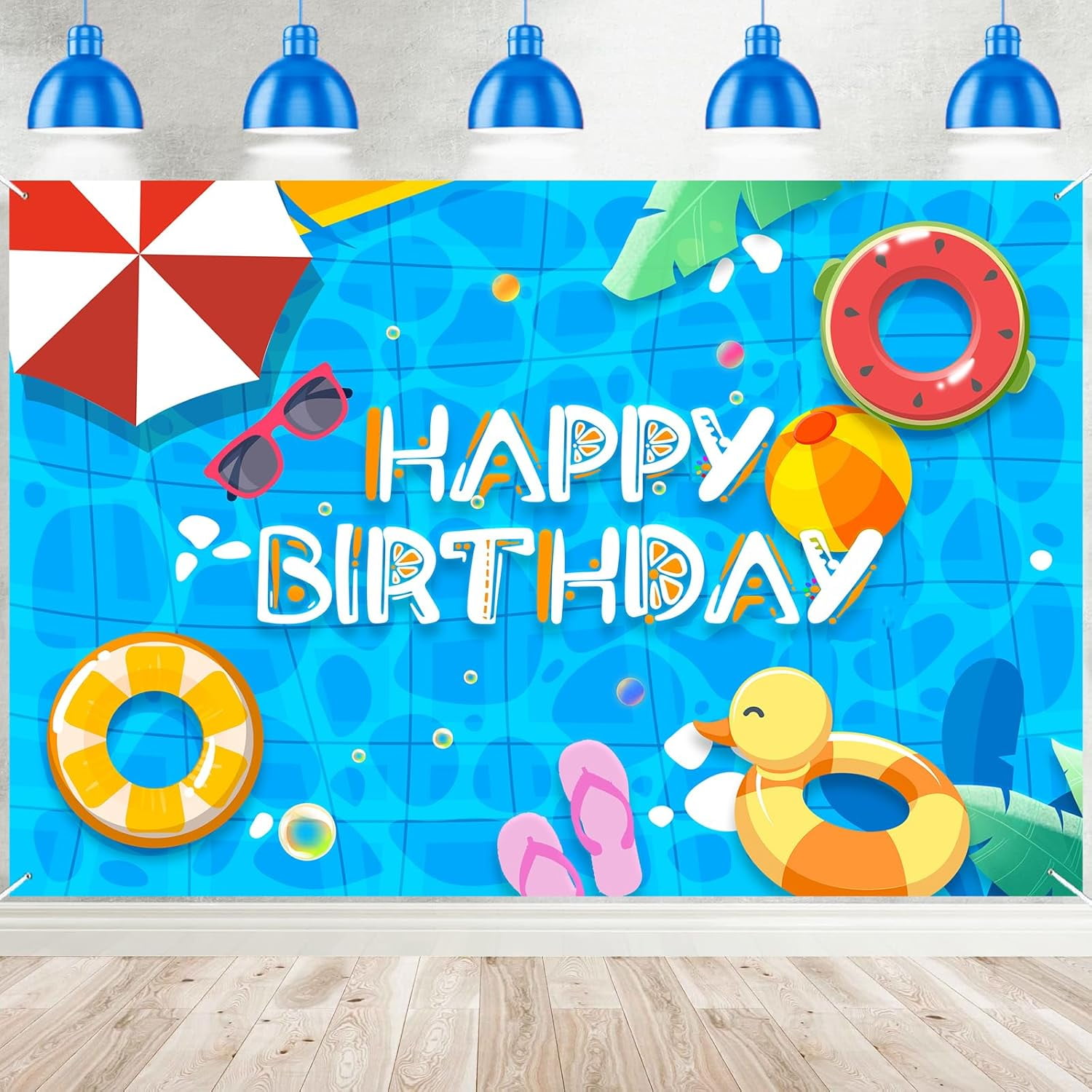 Duck Happy Birthday Photography Background Banner Swimming Pool Themed ...