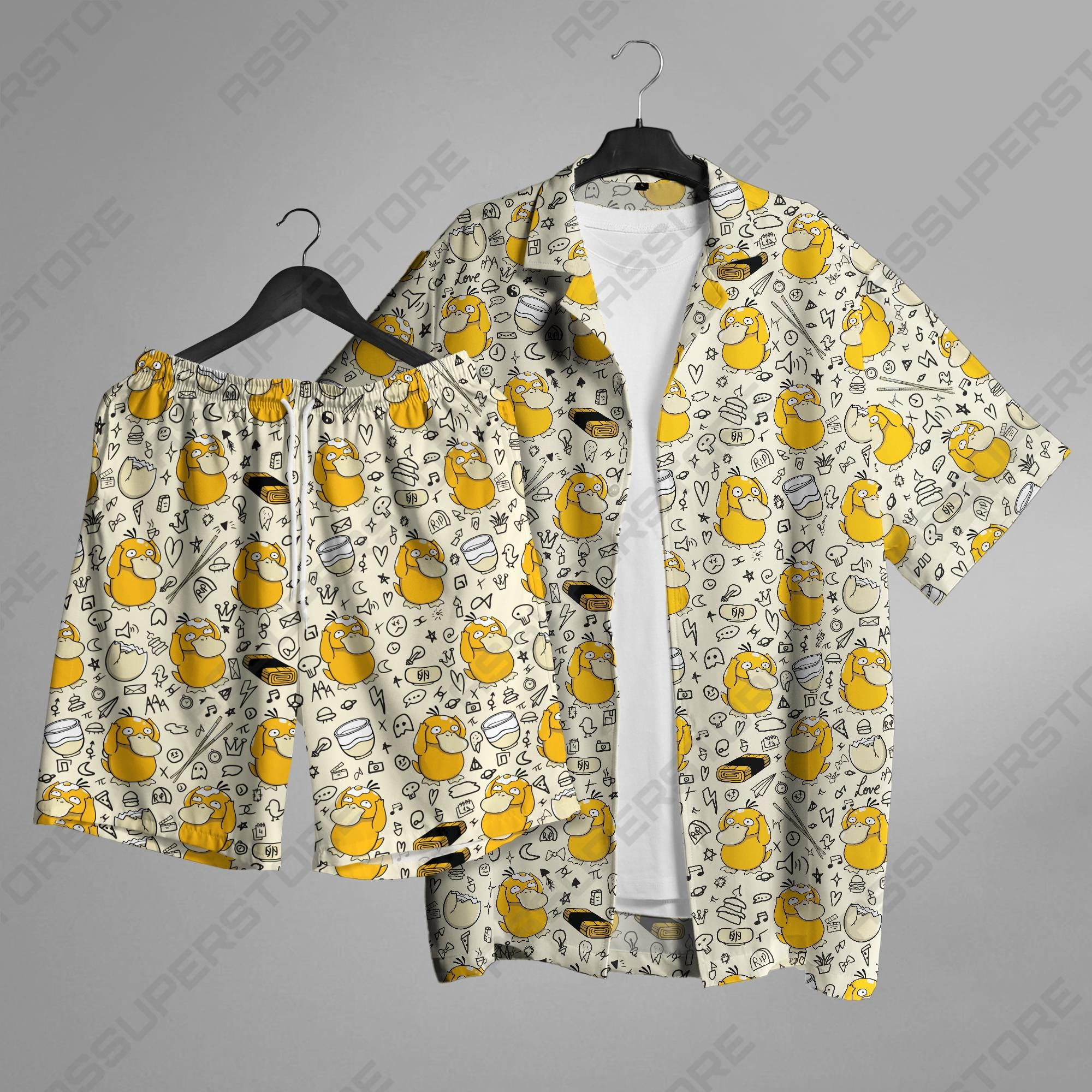 Duck Hawaiian Button-Up Shirt Tropical Hawaii Set Duck Water Shirt ...